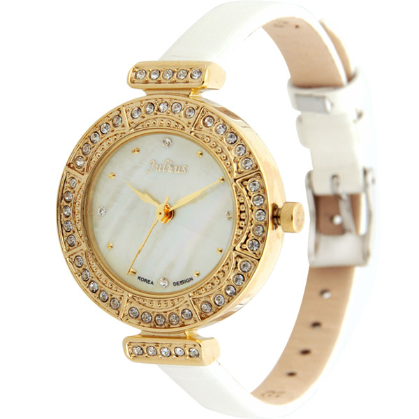 Round Watch With White Belt For Women on Luulla